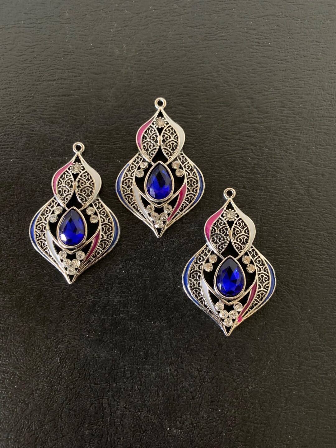 3 Silver & Royal Stone Pendants, Royal Blue Jewelry, Blue Stone Pendant ...