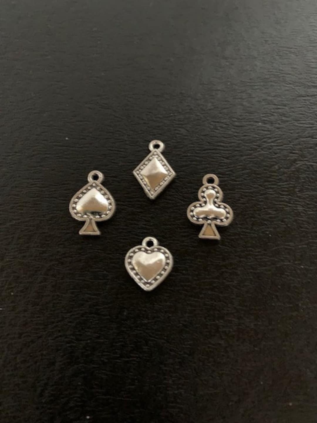 4 Playing Card Charms, Playing Card Charm, Card Charm, Heart Charm ...