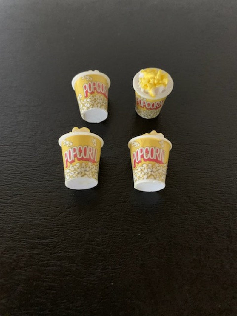 4 Miniature Popcorn Tubs, Miniature Popcorn, Tub of Popcorn, Popcorn ...