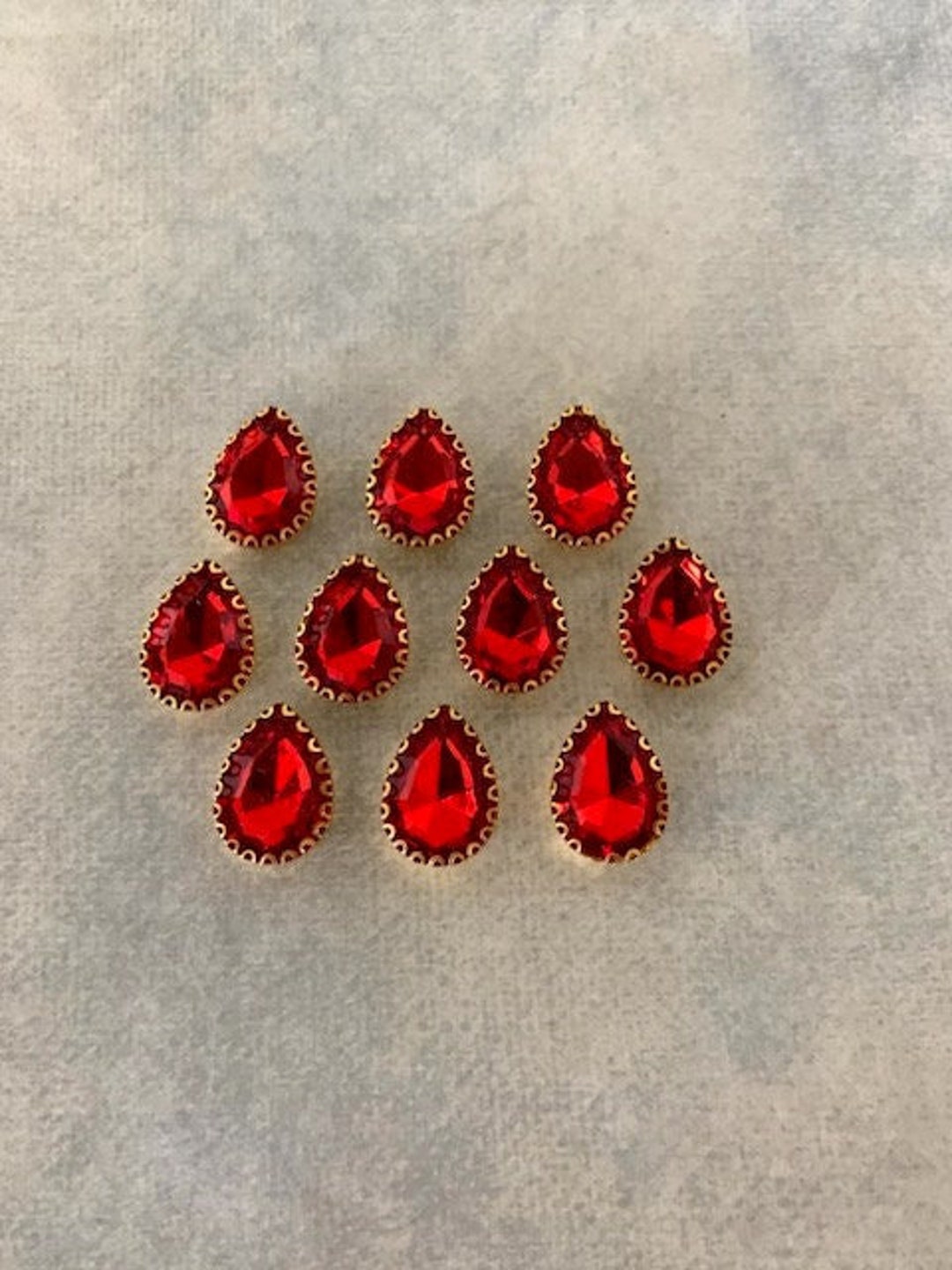 10 Red Teardrop Bead Flats, Red Teardrop Cabochon, Teardrop Cabochons ...