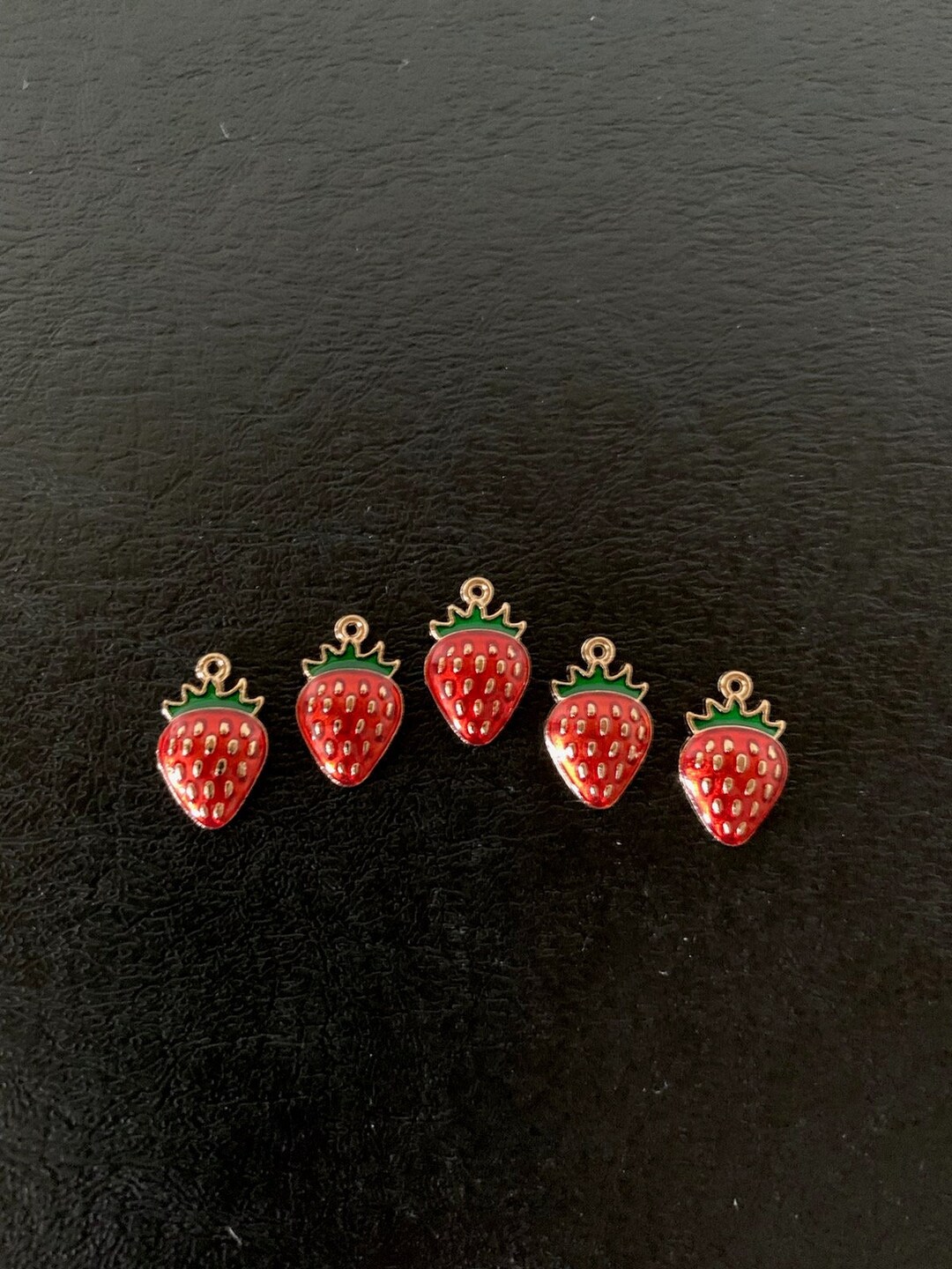 5 Small Strawberry Charms, Strawberry Charm, Strawberry Charm Set ...
