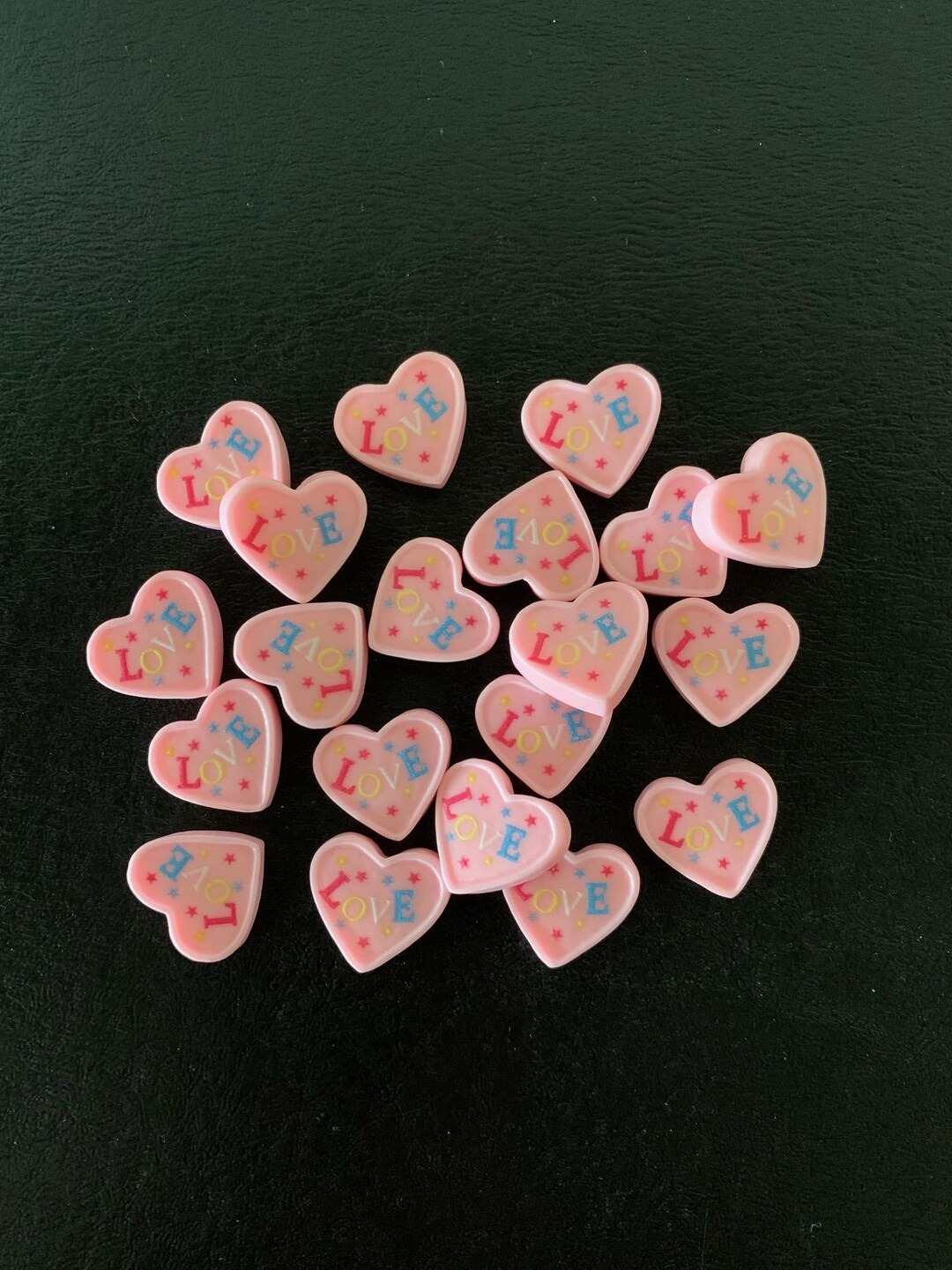 20 Pink Heart Cabochons, Pink Heart Flats, Pink Heart Flat Back, Heart ...