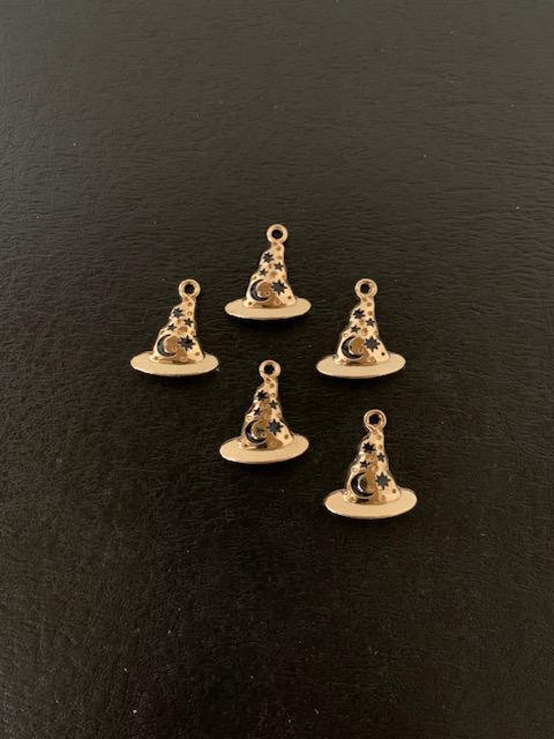 5 Gold Wizard Hat Charms, Wizard Hat, Wizard Hat Charm, Wizard Charm ...