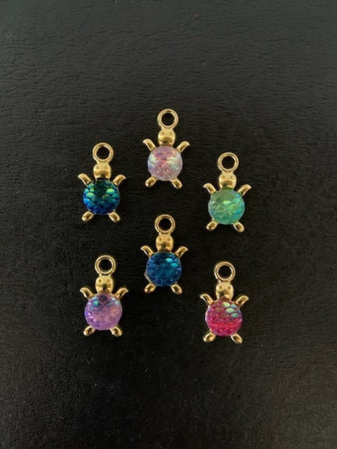 6 Multi Colors Turtle Charms, Turtle Charms, Turtle Charm Gold, Gold ...