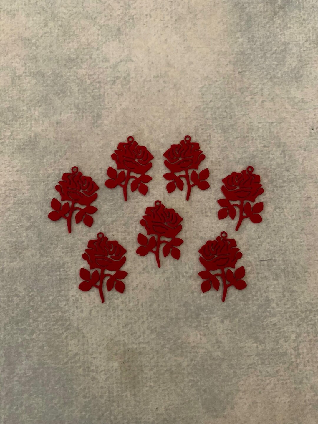 7 Red Rose Charms, Red Rose Charm, Red Rose Pendant, Rose Red Charms ...