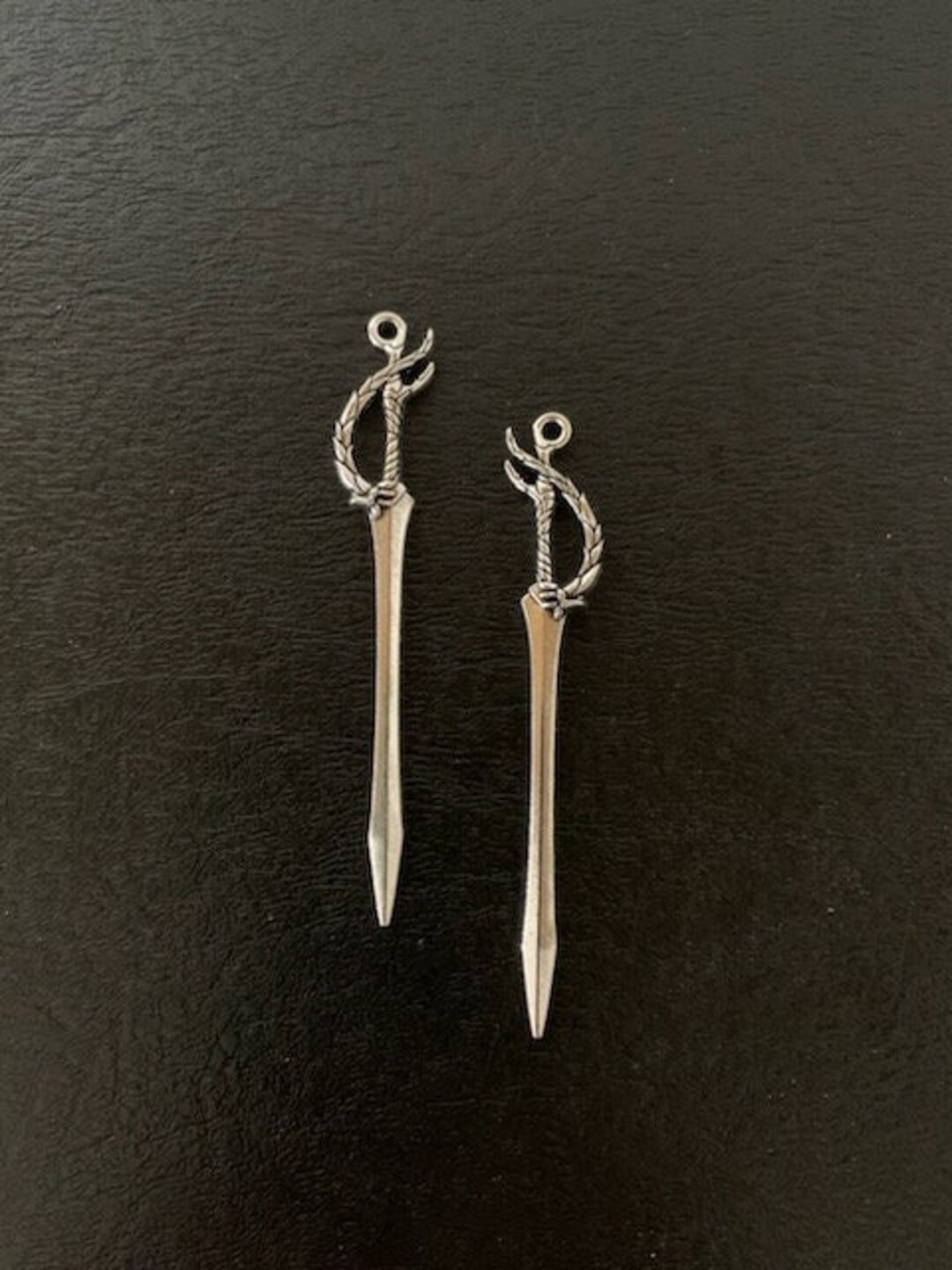 2 Sword Pendants, Sword Charms, Sword Charm Large, Sword, Silver Swords ...