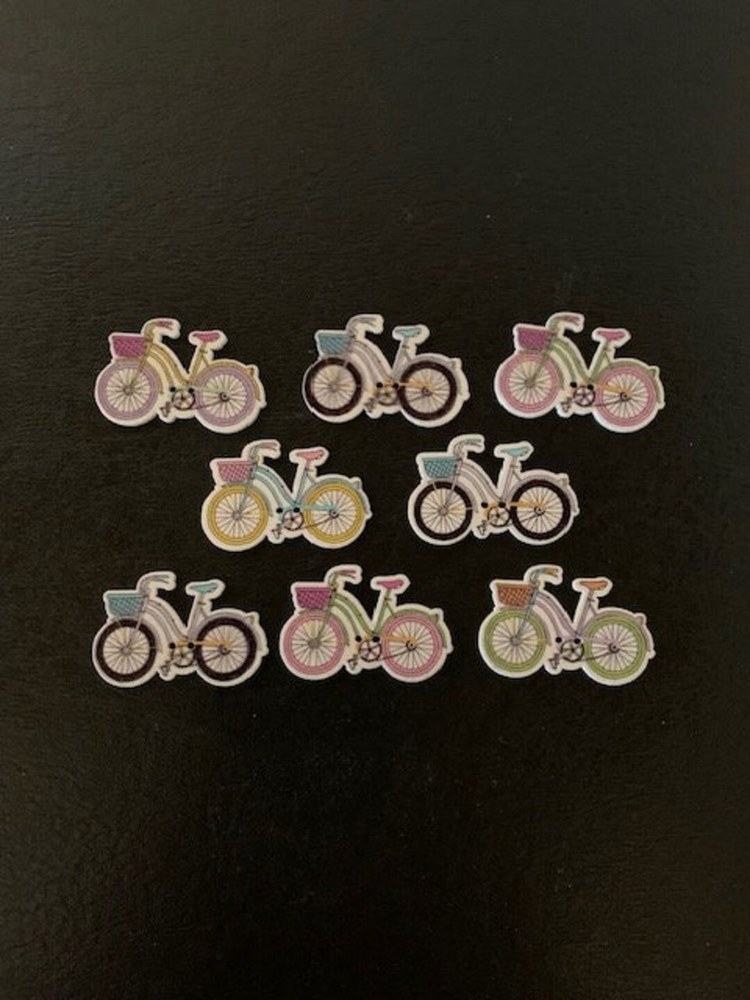 8 Random Mix Bike Buttons, Wooden Buttons, Bicycle Button, Bicycle ...