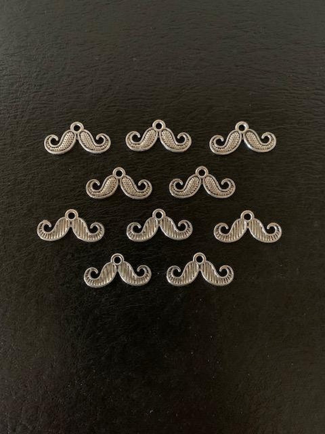10 Silver Mustache Charms, Mustache Charm, Mustache Pendant, Handlebar ...