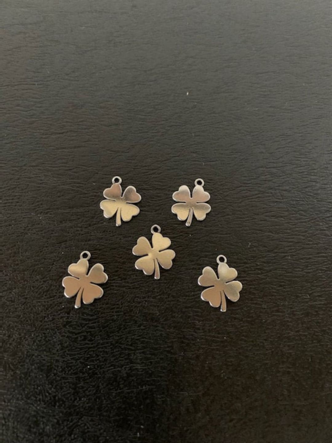 5 Small 4 Leaf Clover Charms, Metal Charm, Clover Charm, 4 Leaf Clover ...