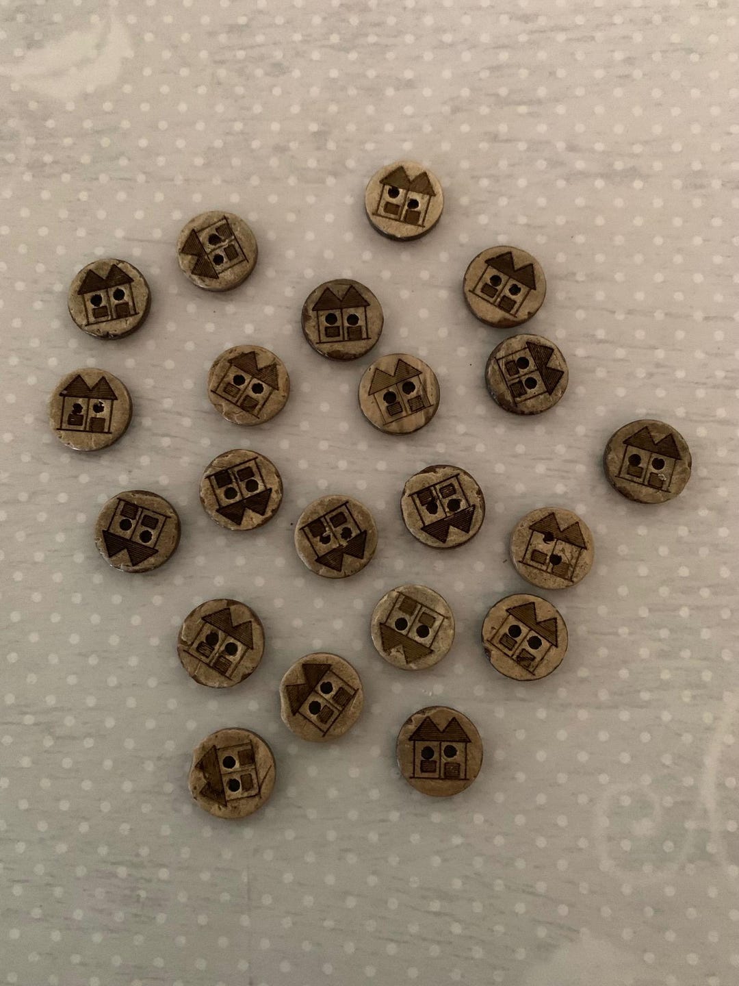 21 Rustic/irregular Cute House Buttons, Coconut Buttons, Half Inch ...