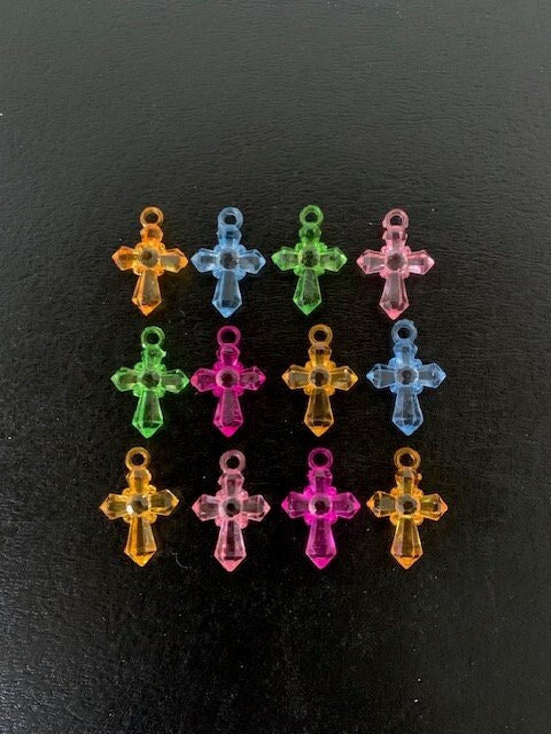 12 Random Mix Acrylic Crosses, Cross Charm, Cross Charm Bracelet, Cross ...