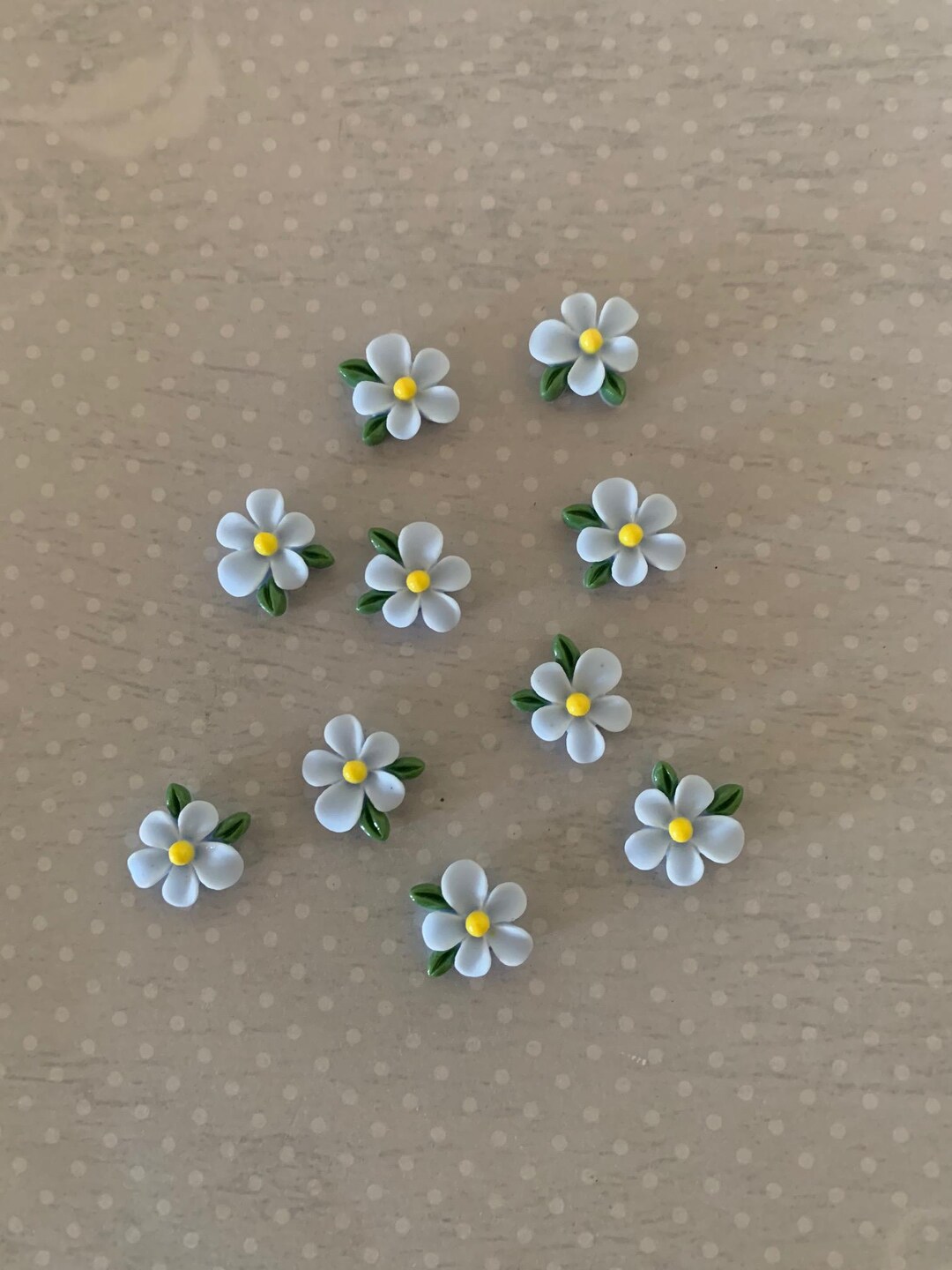 10 Sm Leaf and Blue Flower Flatbacks, Blue Flowers, Flower Cabochons ...