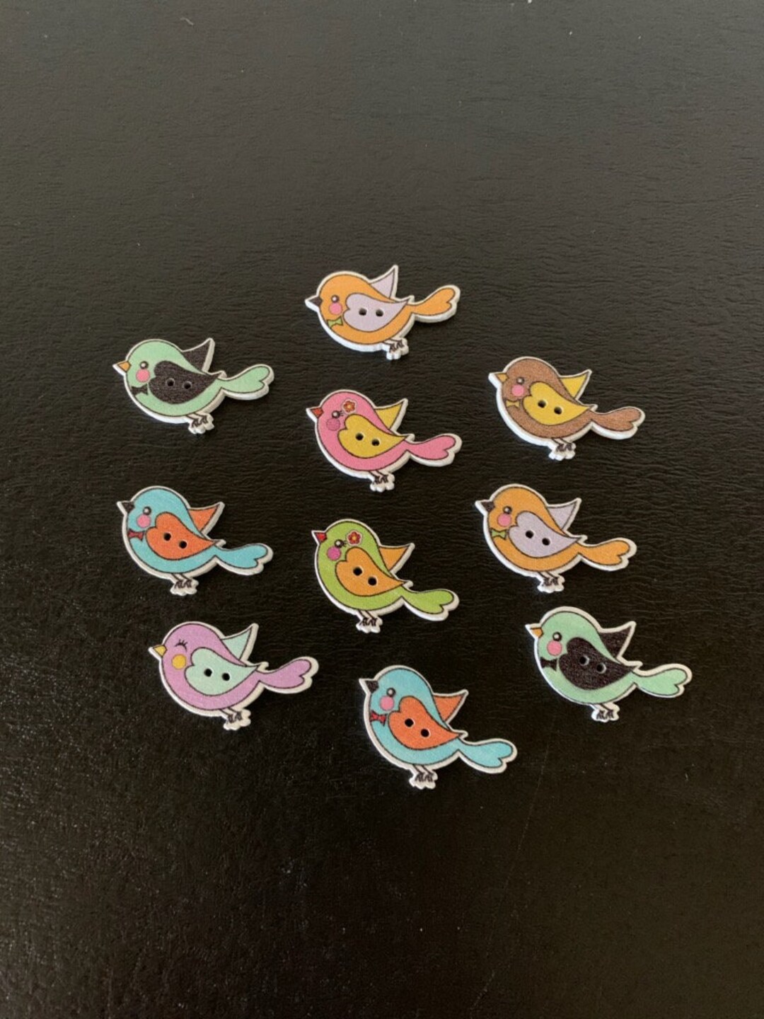 10 Random Mix Bird Buttons, Bird Buttons, Bird Button, Wooden Buttons ...