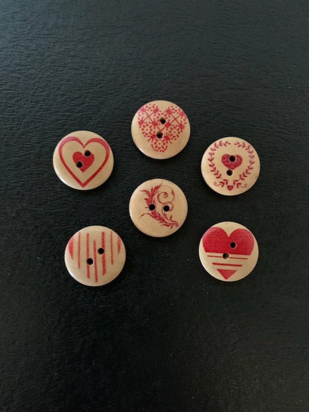 6 Random Mix Heart Buttons, Heart Buttons, Button Heart, Buttons Hearts ...