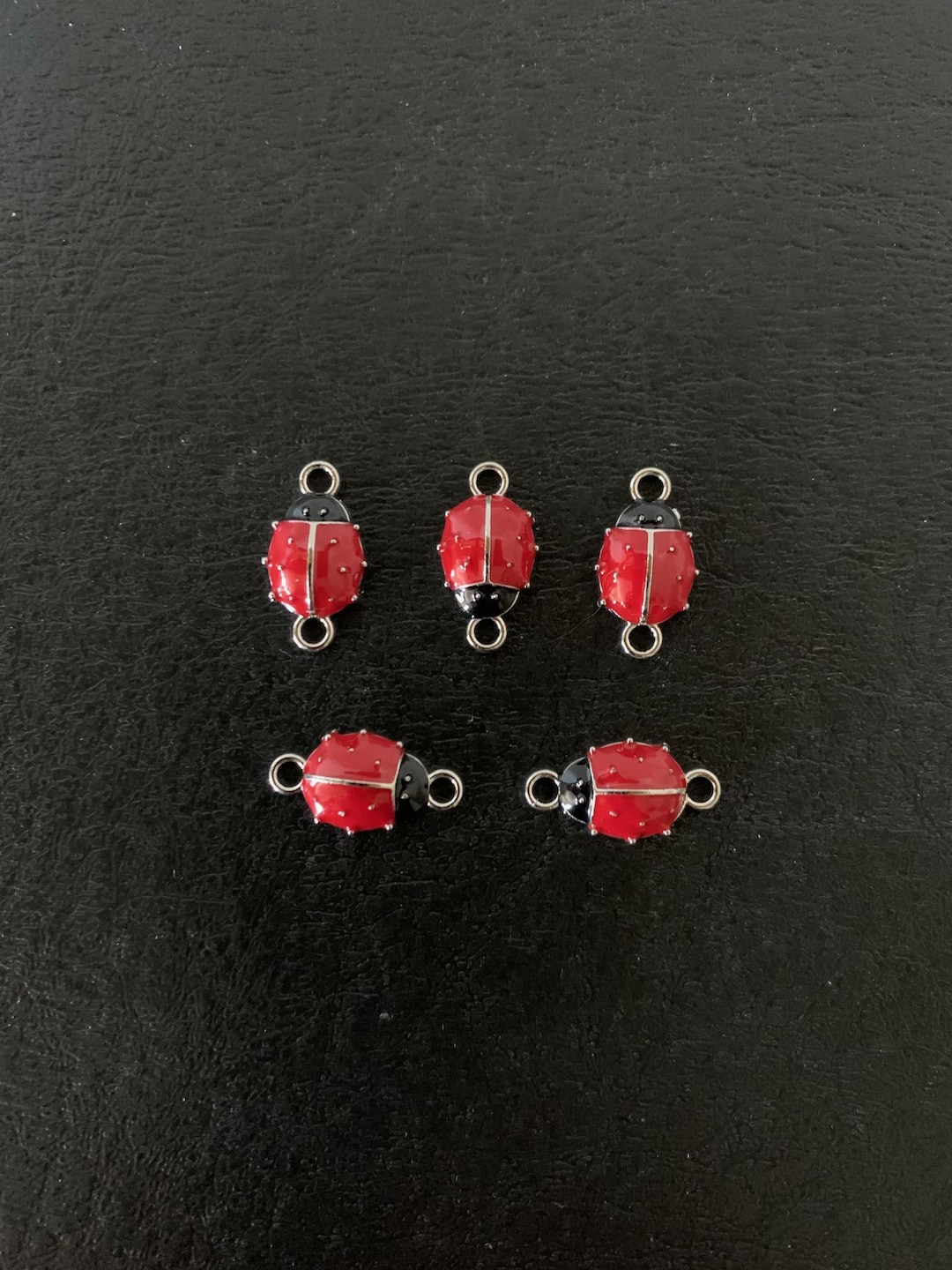 5 Ladybug Connector Charms, Ladybug Charm, Silver Ladybug Charm, Bug ...