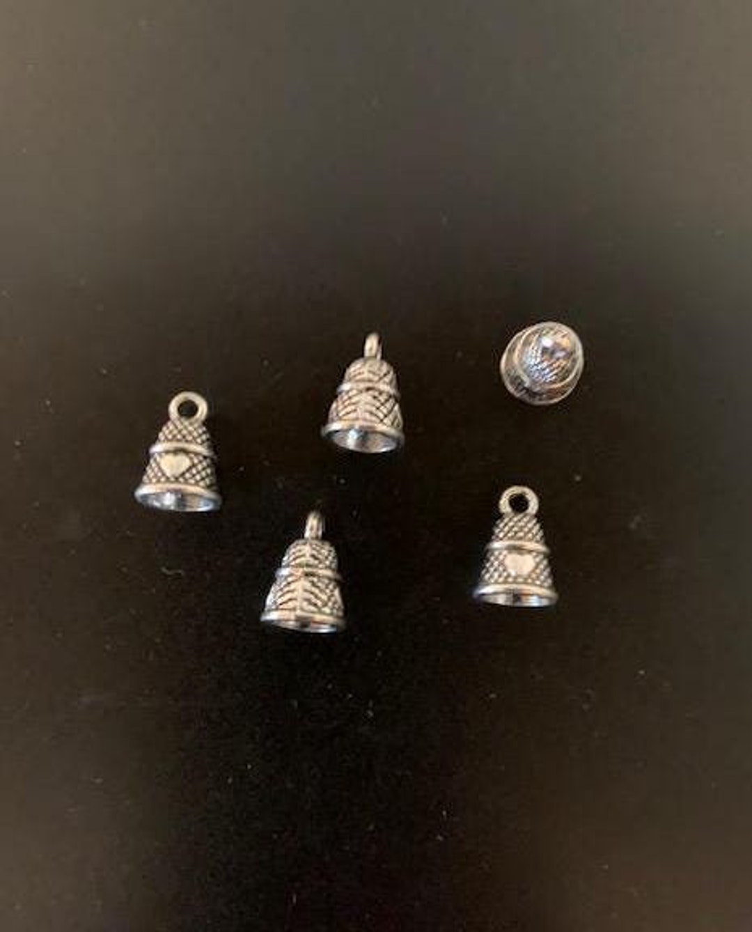 5 Small Thimble Charms, Thimble Charm, Silver Thimble, Thimble Jewelry ...