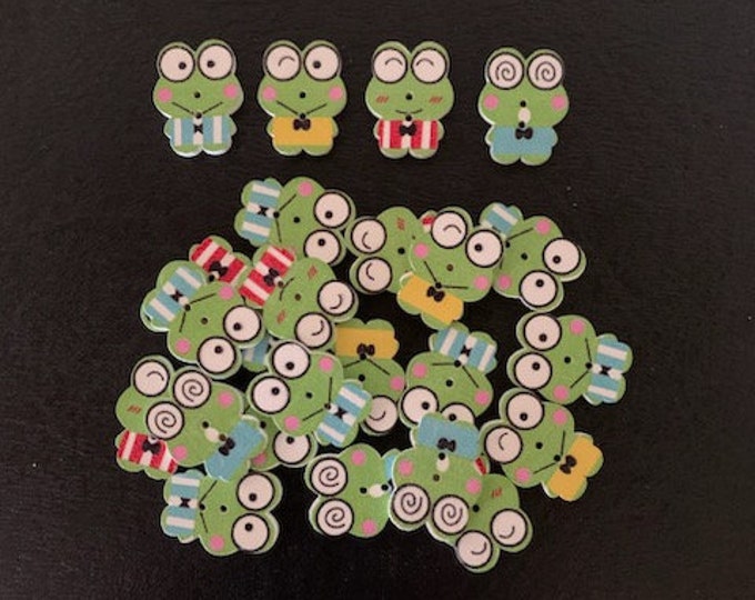 24 Assorted Frog Buttons, Frog Button, Frog Buttons, Green Frog, Green ...