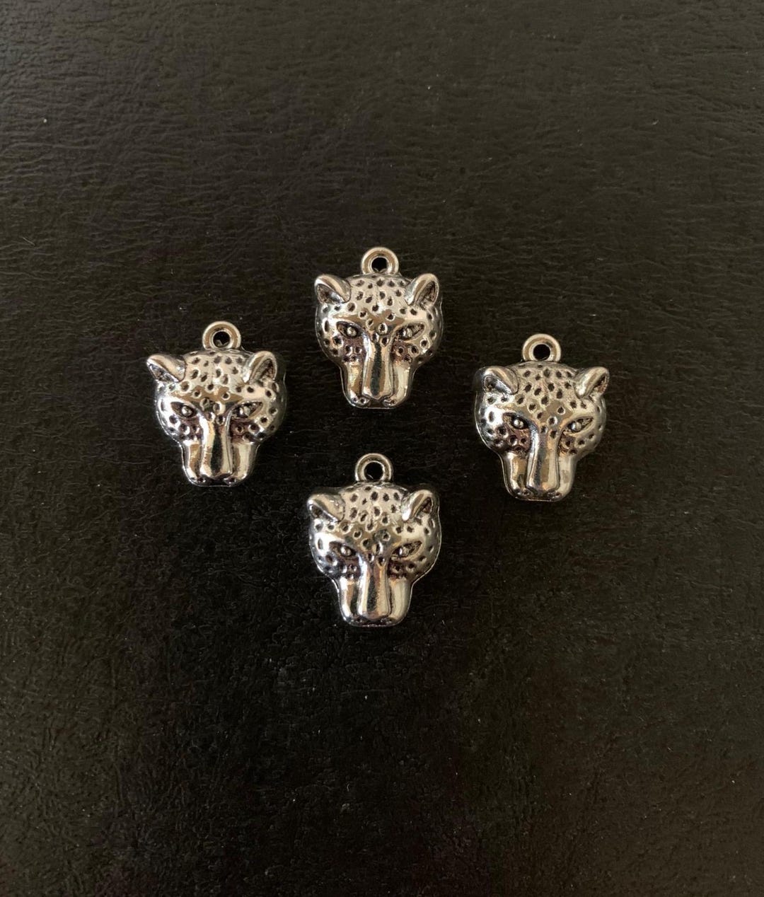 4 Silver Panther Head Charms, Panther Charm, Panther Pendant, Panther ...