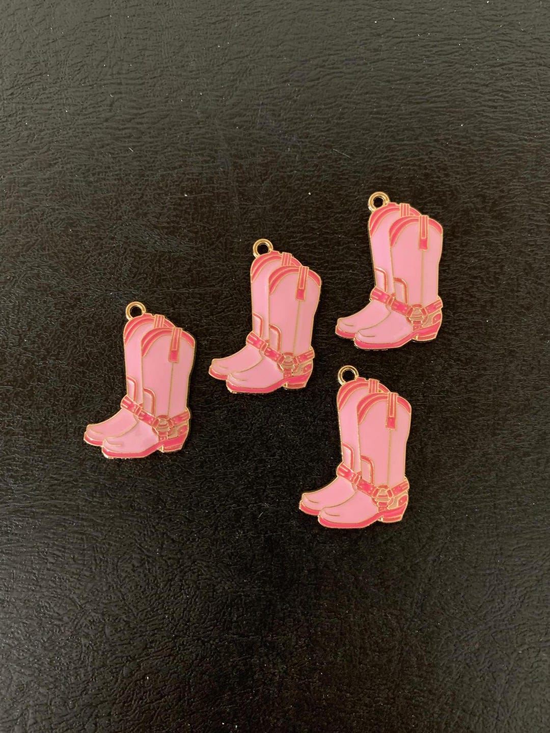 4 Pink & Gold Cowgirl Boot Charms, Cowgirl Boot Charm, Pink Cowgirl ...
