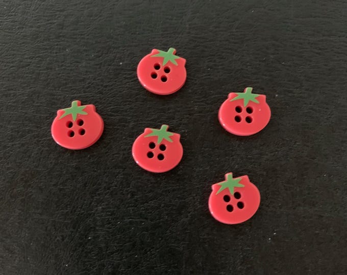 5 Tomato Buttons, Tomato Button, Fruit Buttons, Plastic Buttons, 4 Hole ...
