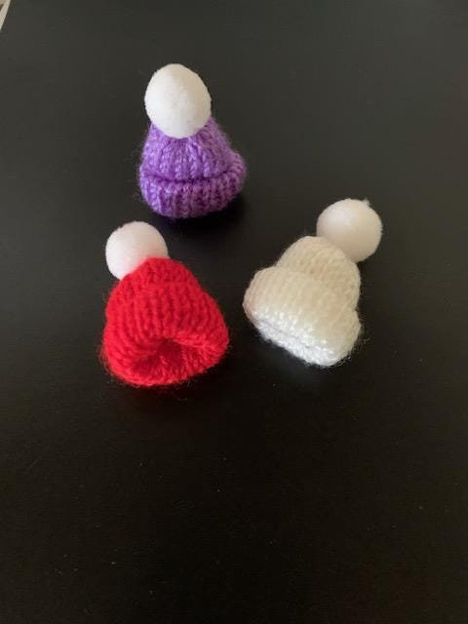 3 Random Mix Mini Knitted Hats, Mini Knit Hat, Winter Hat, Winter Doll ...