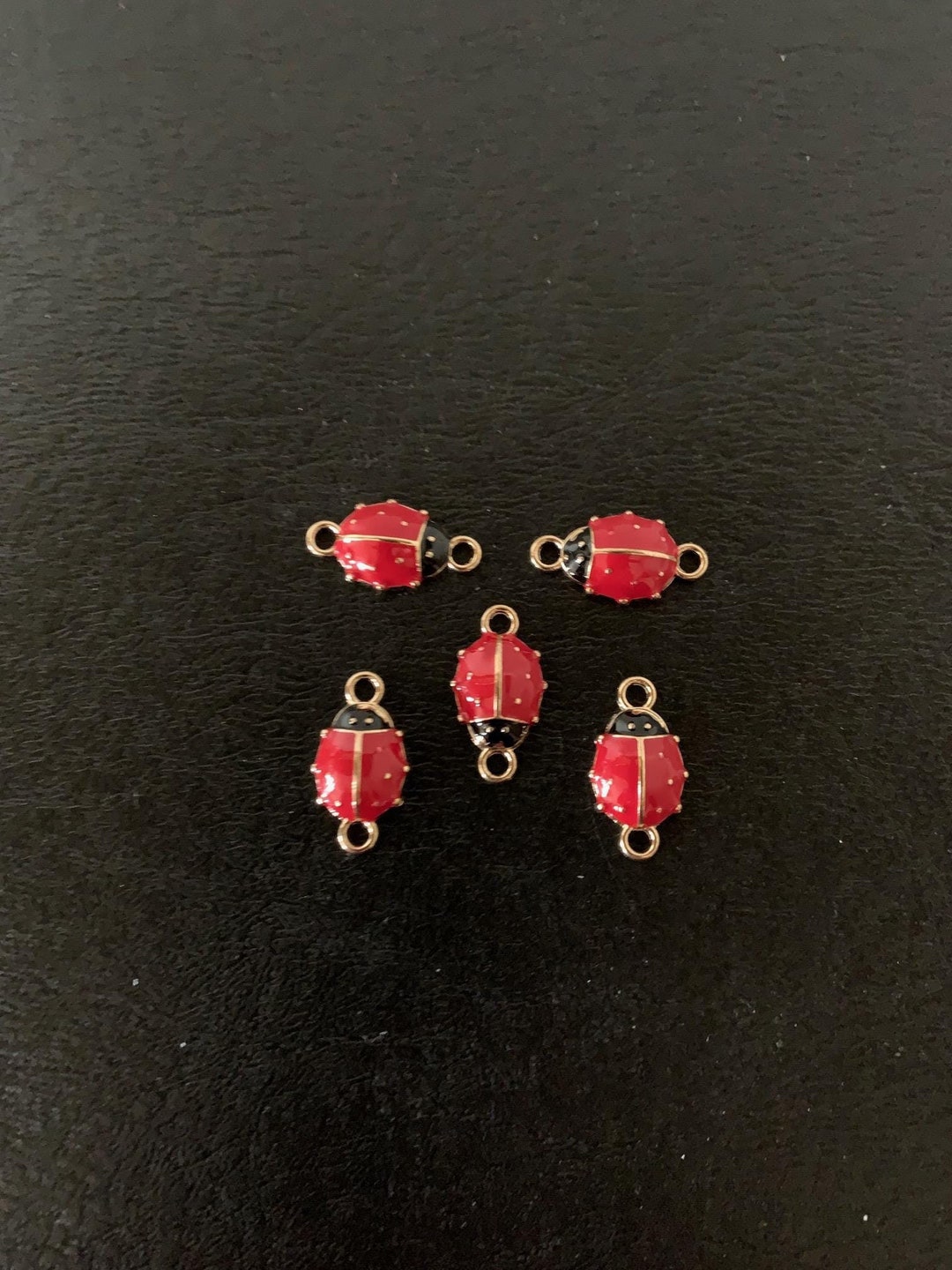 5 Ladybug Connector Charms, Ladybug Charm, Gold Ladybug Charm, Bug ...