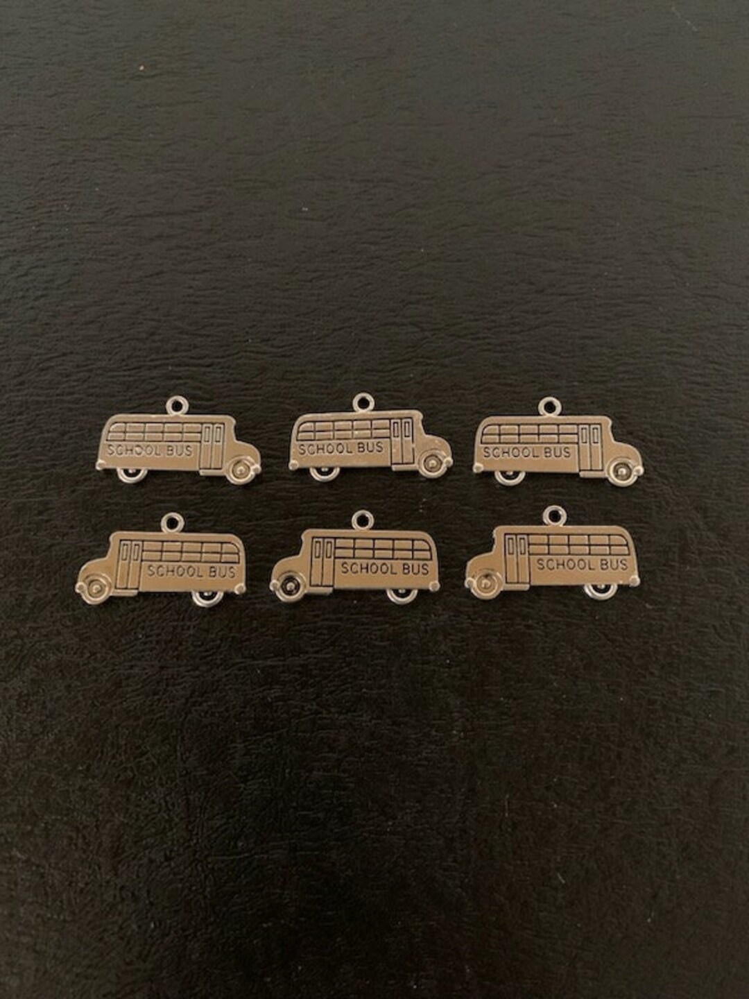 6 Silver School Bus Charms, School Bus Charm, School Charm, Charm ...