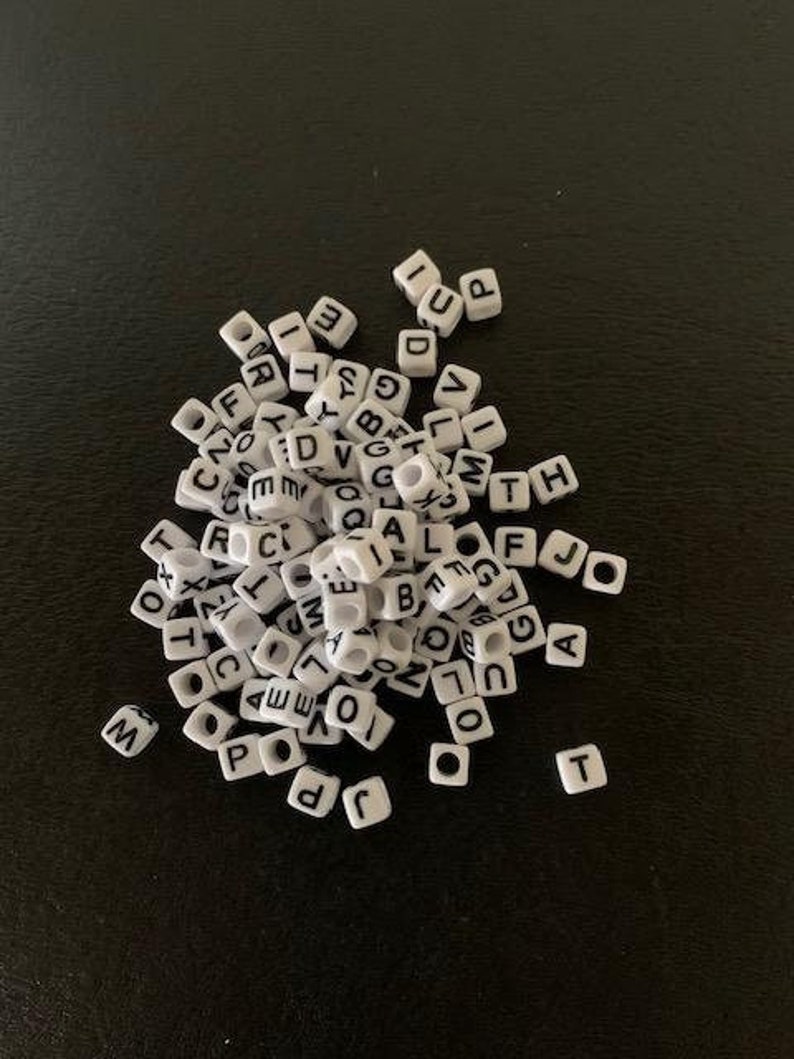 120 Square Letter Beads, Letter Beads, Initial Beads, Square Beads ...