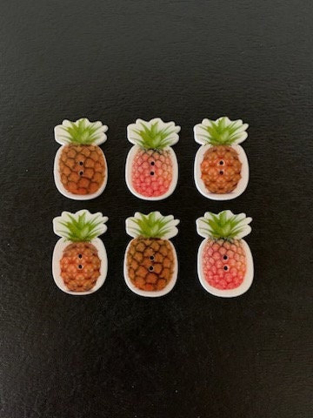 6 Pineapple Buttons, Pineapple Button, Wood Pineapple, Fruit Buttons, Tropical Fruits, Hawaiian ...