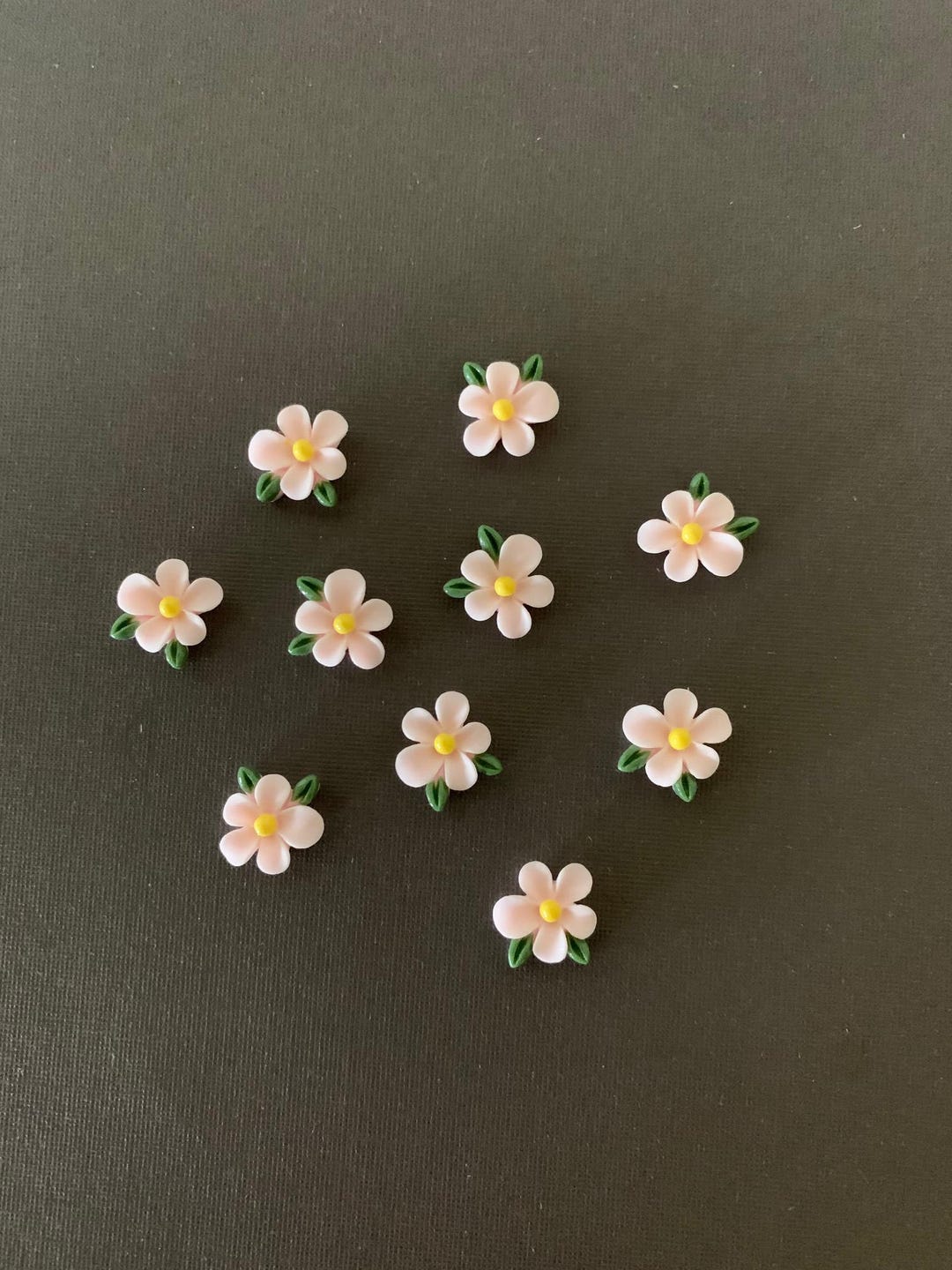 10 Sm Leaf and Pink Flower Flatbacks, Pink Flowers, Flower Cabochons ...
