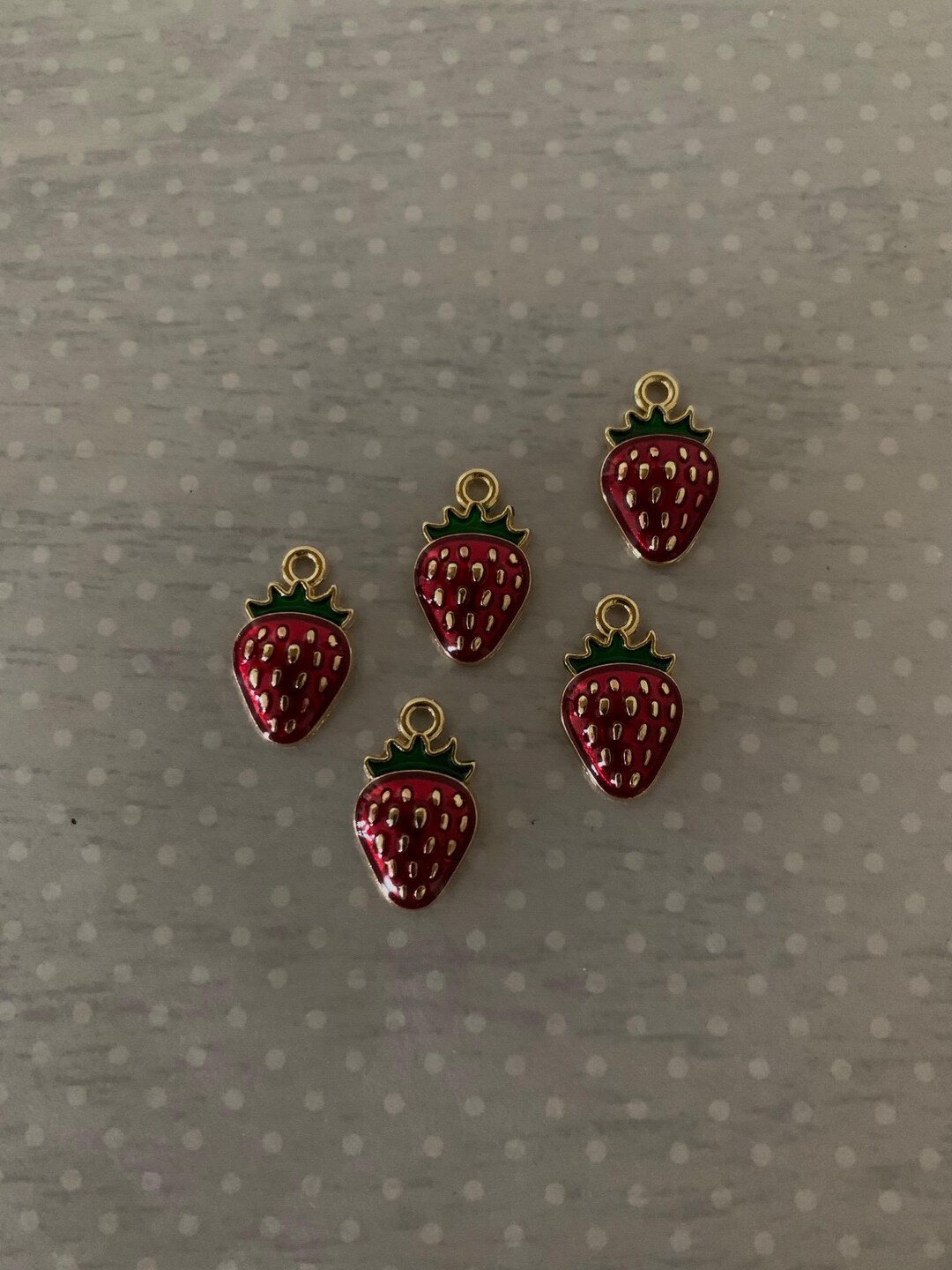 5 Small Strawberry Charms, Strawberry Charm, Strawberry Charm Set ...