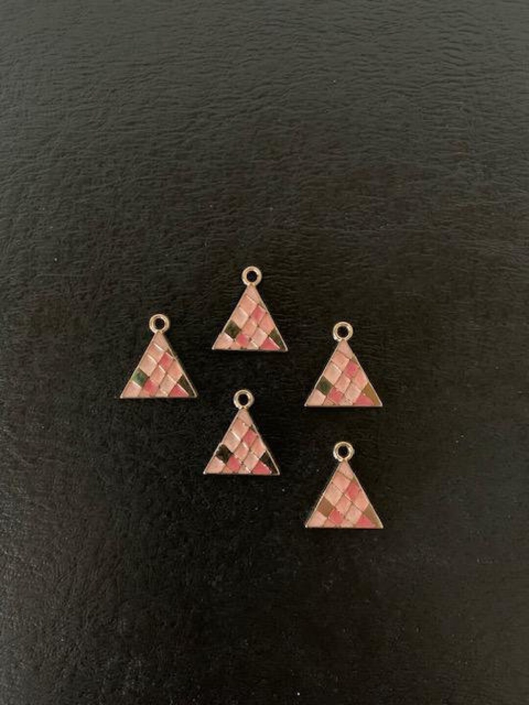 5 Sm Pink & Gold Triangle Charms, Pink and Gold Charms, Gold and Pink ...
