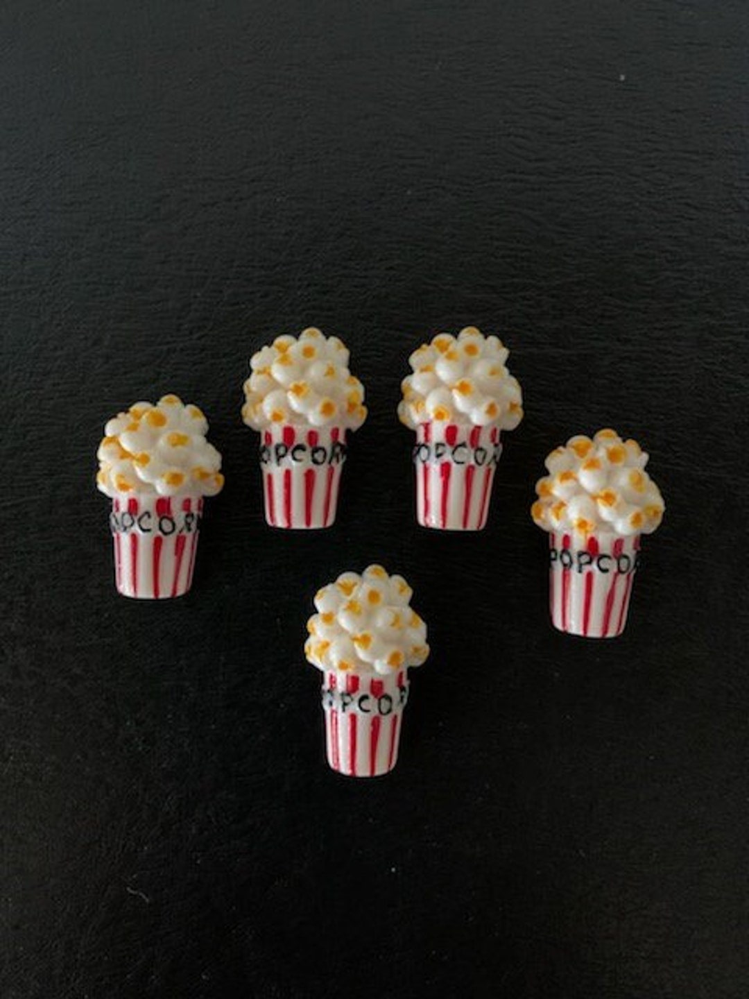 5 Popcorn Flatbacks, Popcorn Cabochon, Miniature Popcorn, Tub of ...