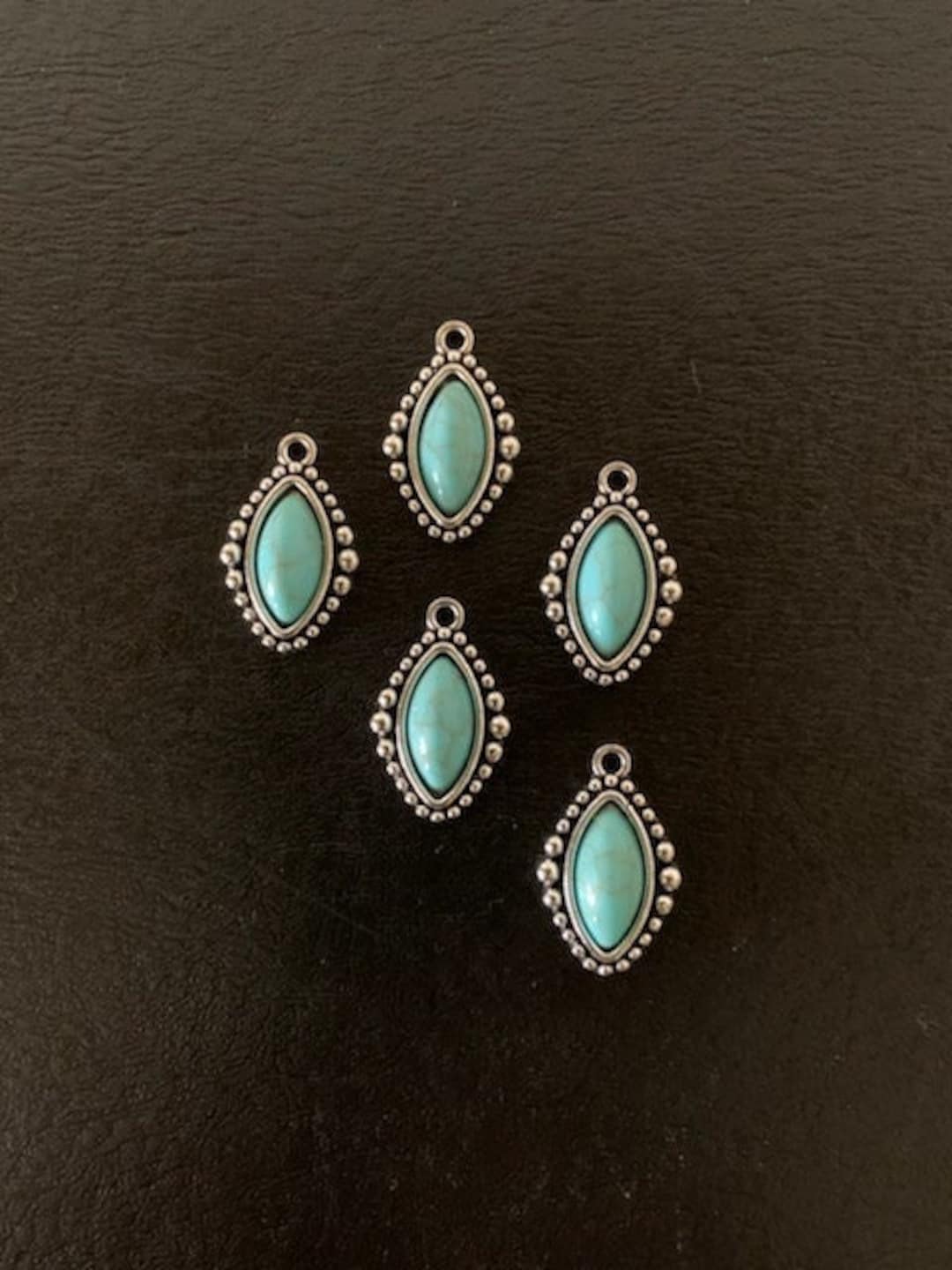 5 Aqua/turquoise Stone Charms, Aqua Stone Charm, Turquoise Stone, Aqua ...