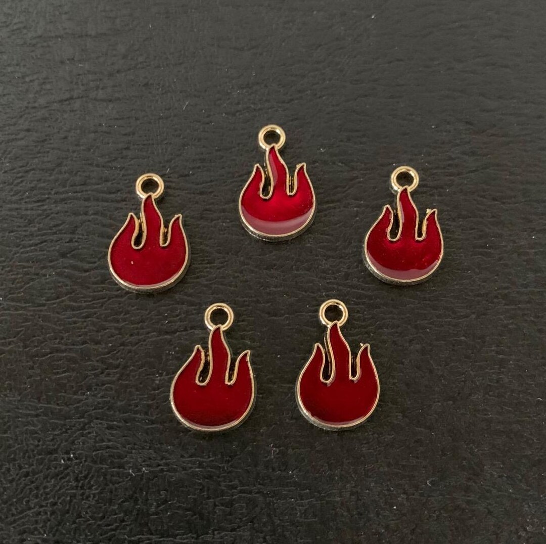 5 Gold Fire Charms, Fire Charm, Fire Pendant, Fire Department, Fire ...
