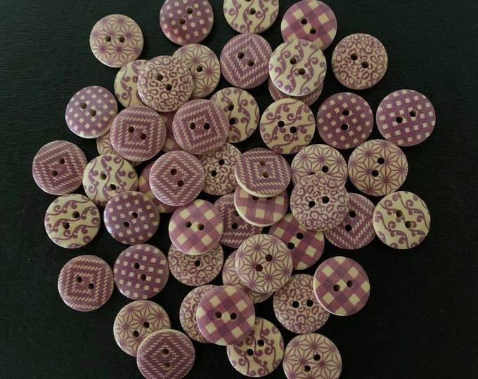 50 Assorted Purple Print Buttons, Purple Buttons, Buttons Purple ...
