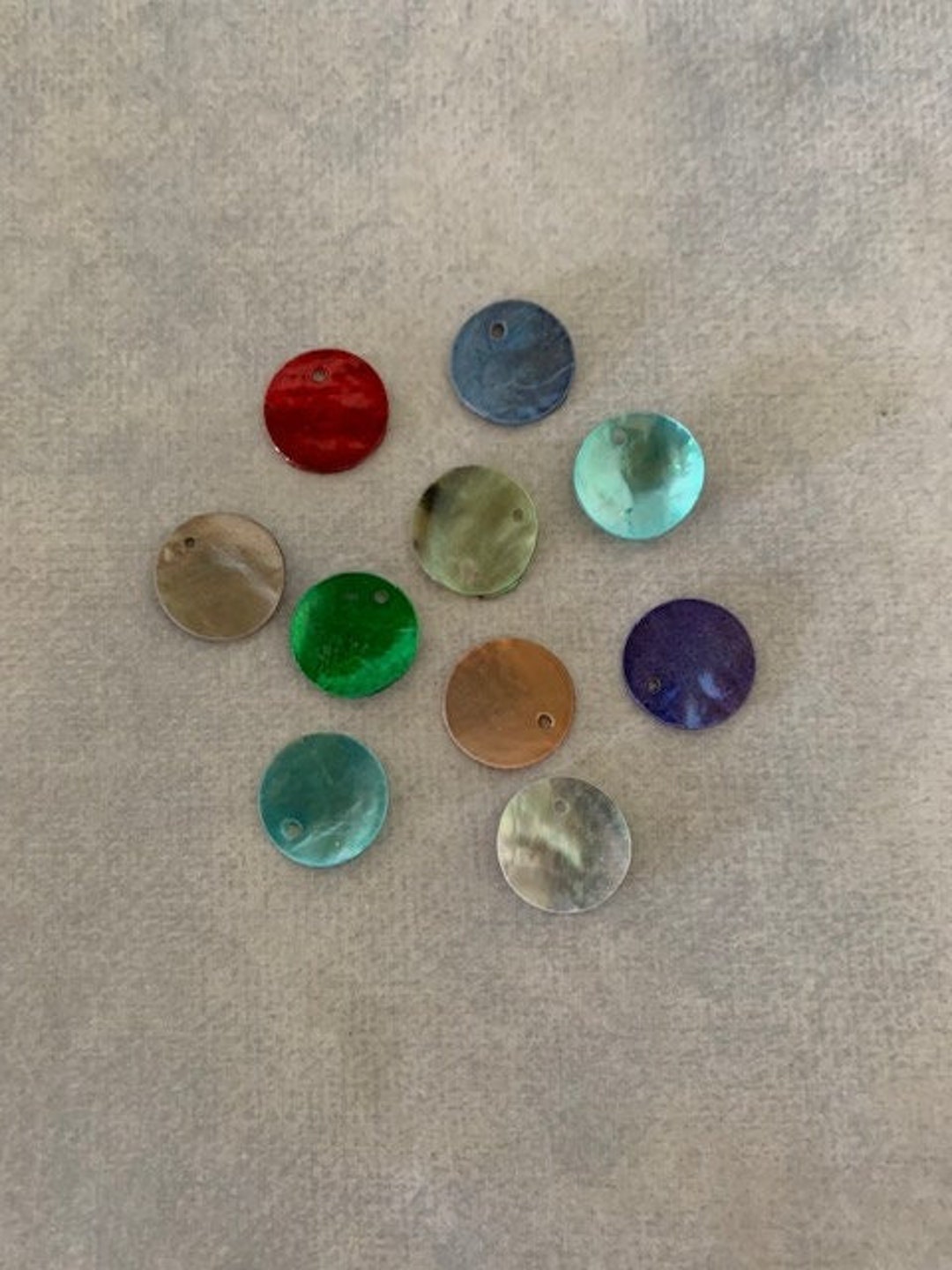 10 Random Mix Shell Disc Charms, Shell Disc, Shell Charm, Disc Charm ...