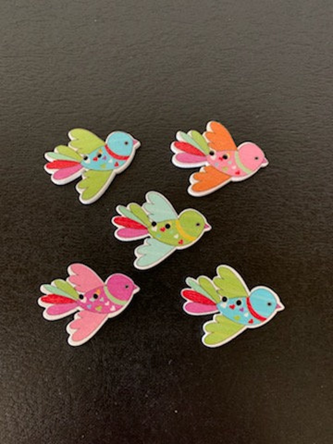 5 Random Mix Bird Buttons, Bird Buttons, Bird Button, Whimsical Bird ...