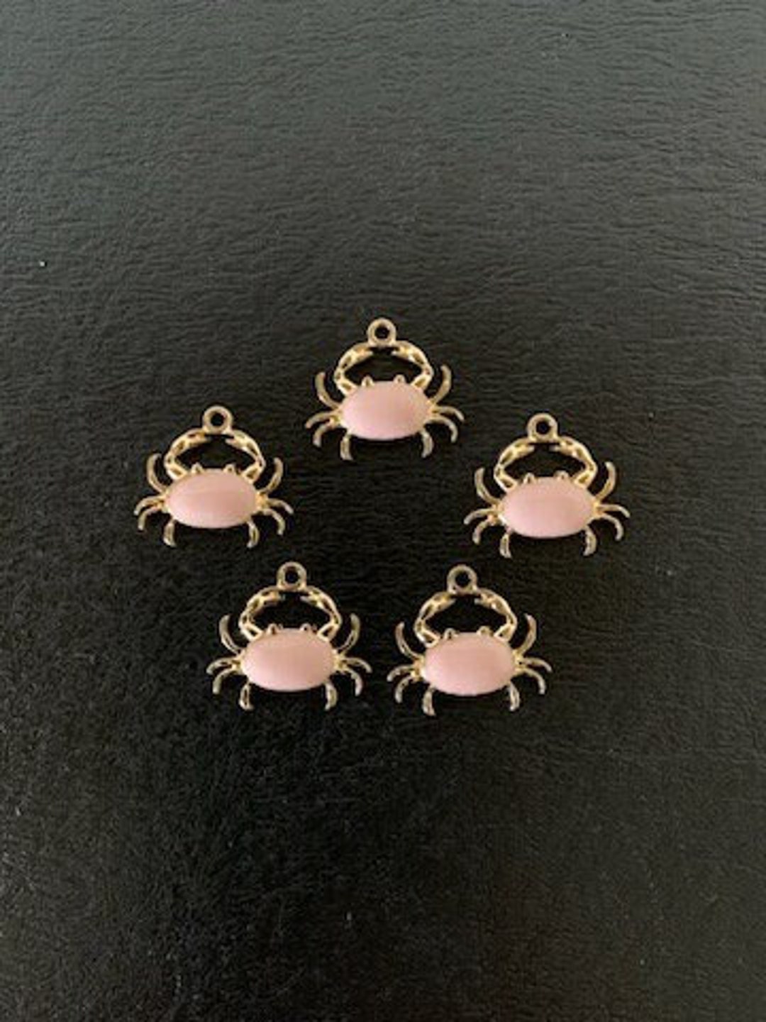 5 Pink and Gold Crab Charms, Crab Charms, Ocean Charms, Beach Charms ...
