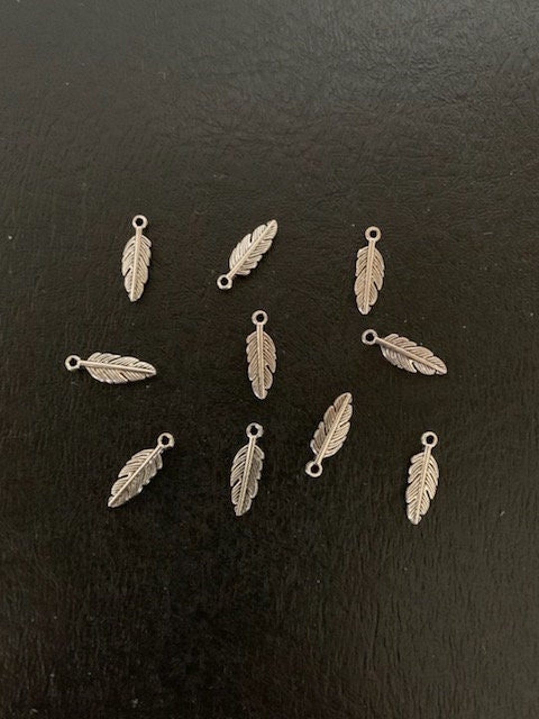 10 Mini Antique Silver Feather Charms, Mini Feather Charm, Feather ...