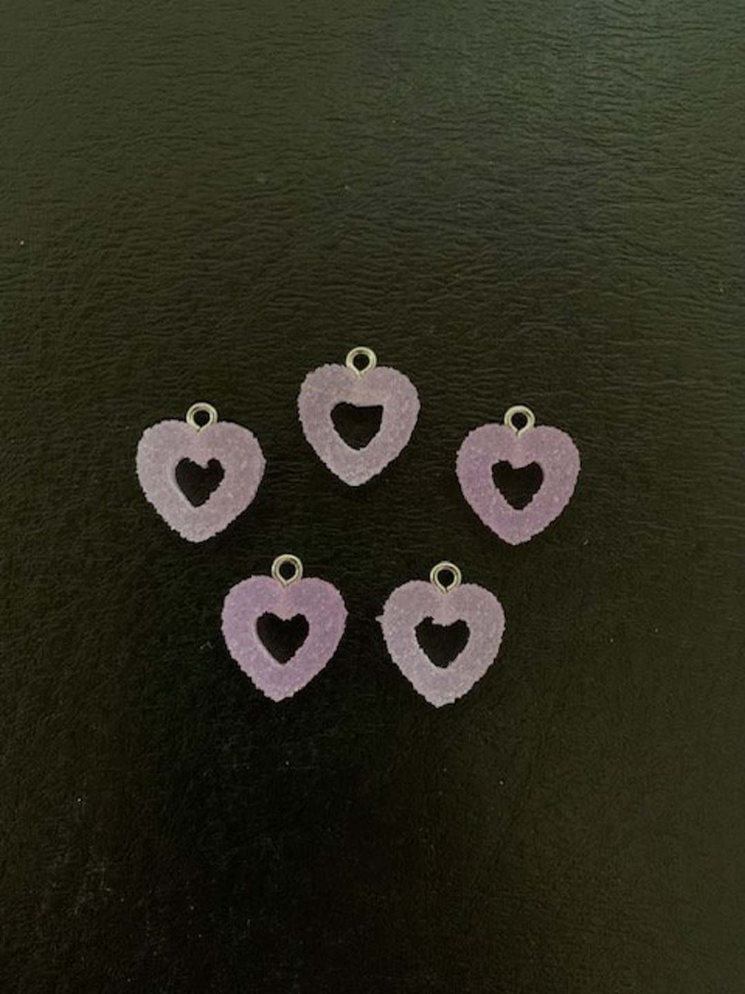 5 Purple and Silver Heart Charms, Purple Heart Charm, Heart Charm ...