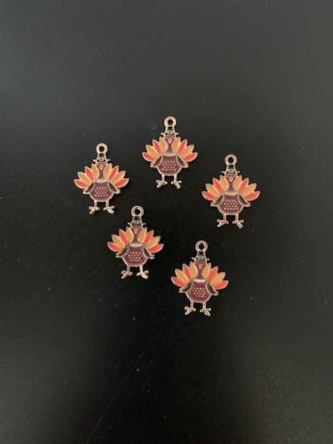 5 Pilgrim Turkey Charms, Pilgrim Turkey, Turkey Charms, Turkey Pendant ...