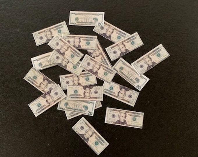 20 Mini 20 Dollar Bills, Mini Money, Dollhouse Money, Dollhouse ...