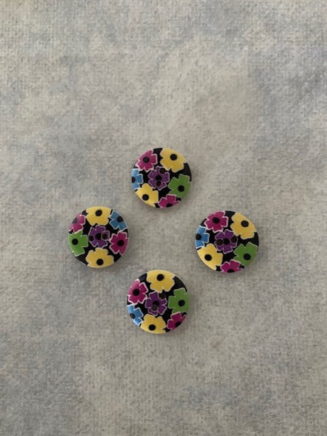 4 Flower Buttons, Flower Buttons, Floral Buttons, Buttons With Flowers ...