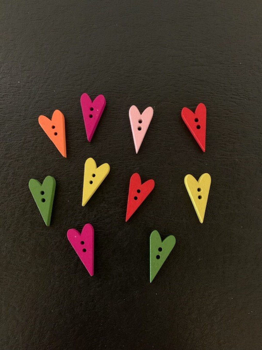 10 Random Mix Heart Buttons, Heart Buttons, Heart Button, Wood Heart ...