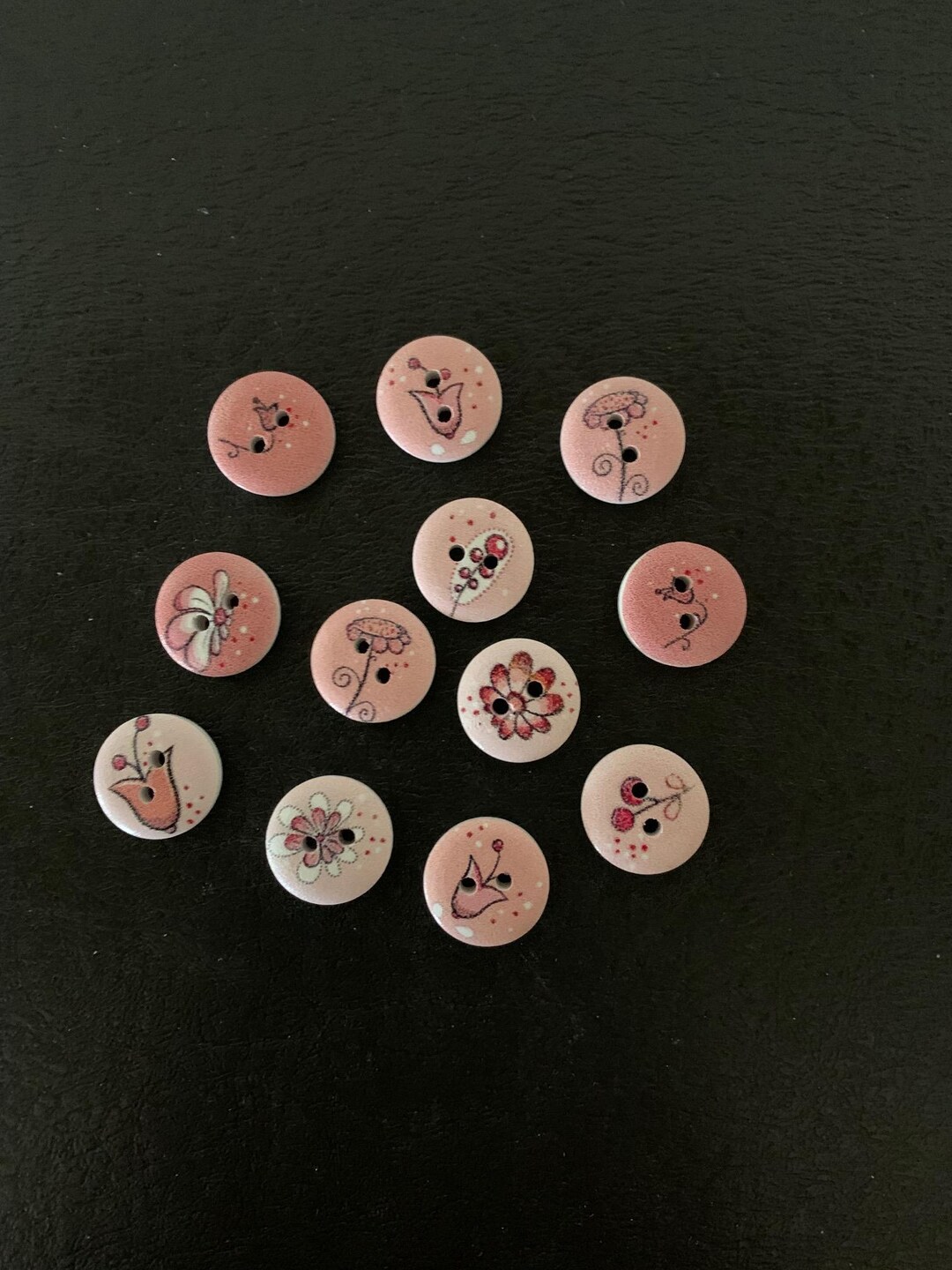 12 Random Mix Pink Whimsy Flower Buttons, Flower Buttons, Pink Flower ...