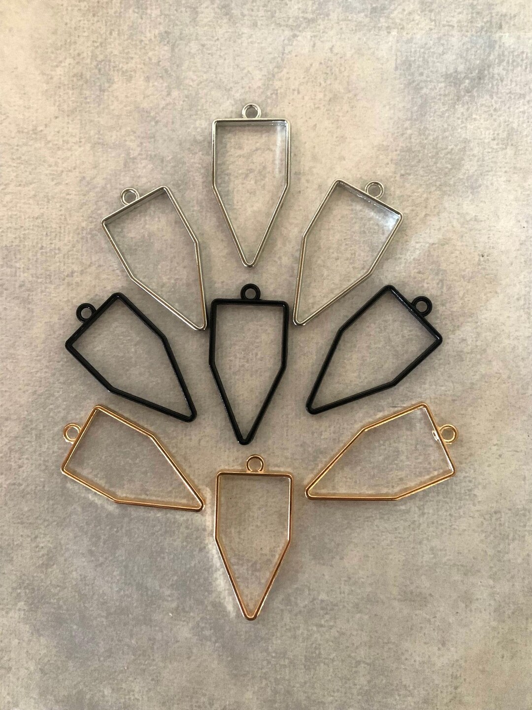 9 Assorted Arrow Shaped Frame Pendants, Arrow Charm, Arrow Pendant ...