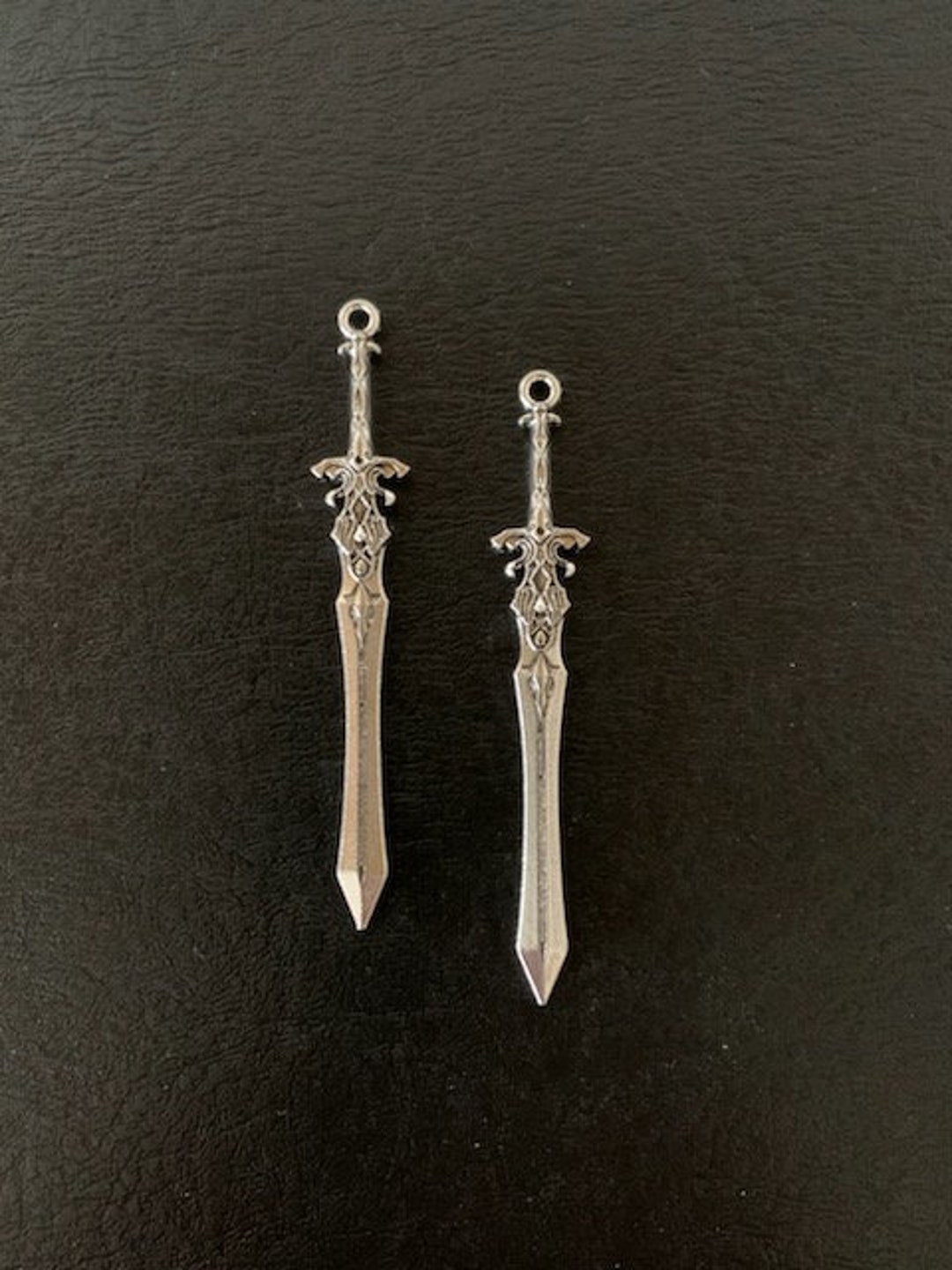 2 Sword Pendants, Sword Charms, Sword Charm Large, Sword, Silver Swords ...