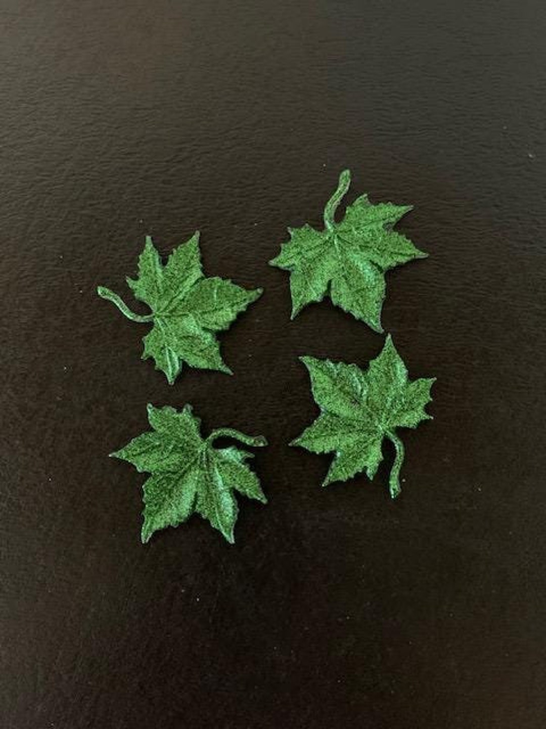 4 Lg Glitter Green Leaves, Glitter Leaves, Leaf Flatback, Green Leaves ...