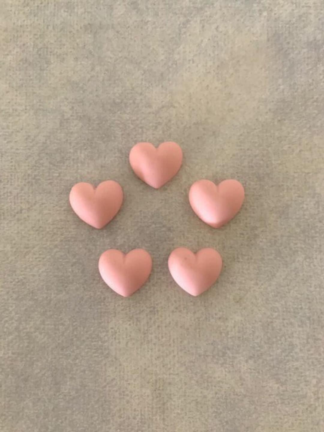 5 Pink Heart Cabochons, Pink Heart Flats, Pink Heart Flat Back, Heart ...